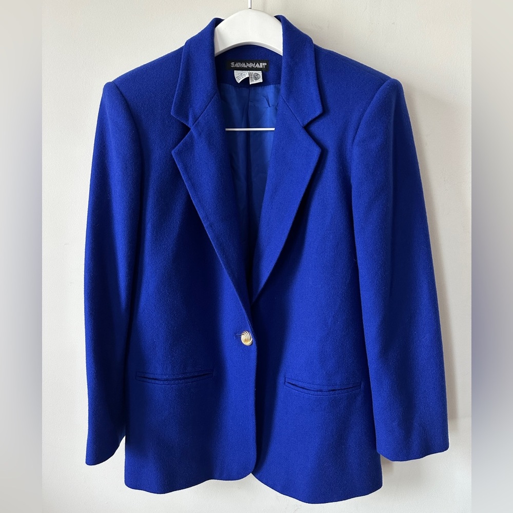 Beautiful Vintage Royal Cobalt Blue Wool Blazer Jacke… - Gem